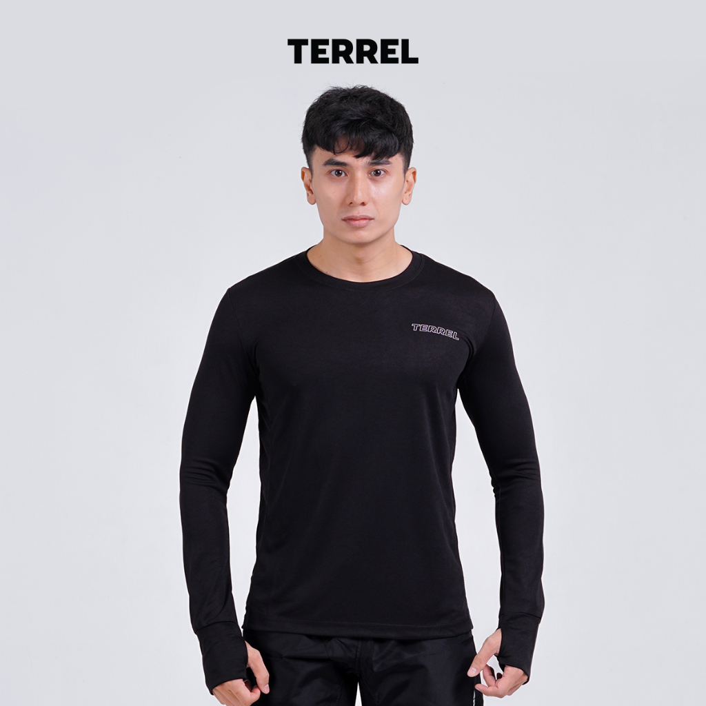 Jual Terrel sports wear basic long sleeve black baju olah raga dry fit pria lari running gym ...