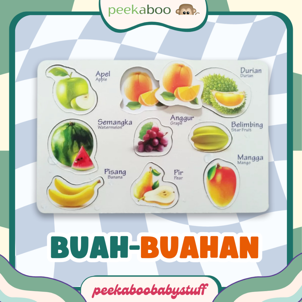 Jual PUZZLE KAYU KNOB MAINAN EDUKASI ANAK DENGAN BACKGROUND - TEMA BUAH ...
