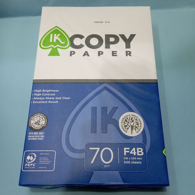 Jual KERTAS HVS IK COPY PAPER F4B 70gsm isi 500 sheets / pack | Shopee ...