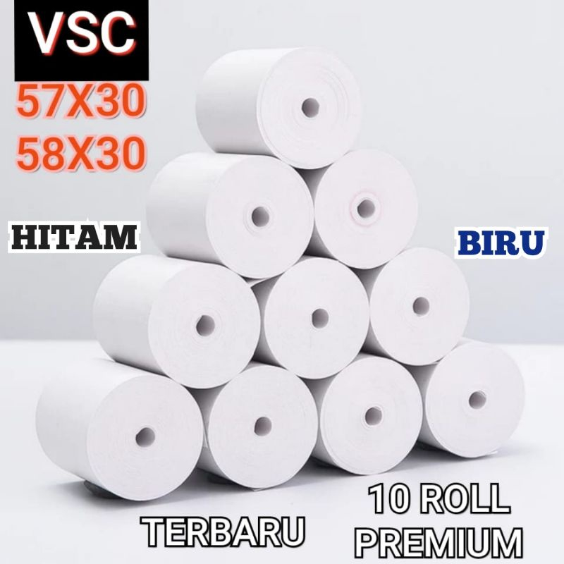Jual 10 ROLL KERTAS THERMAL STRUK VSC 57X30 58X30 MINI PRINTER ...