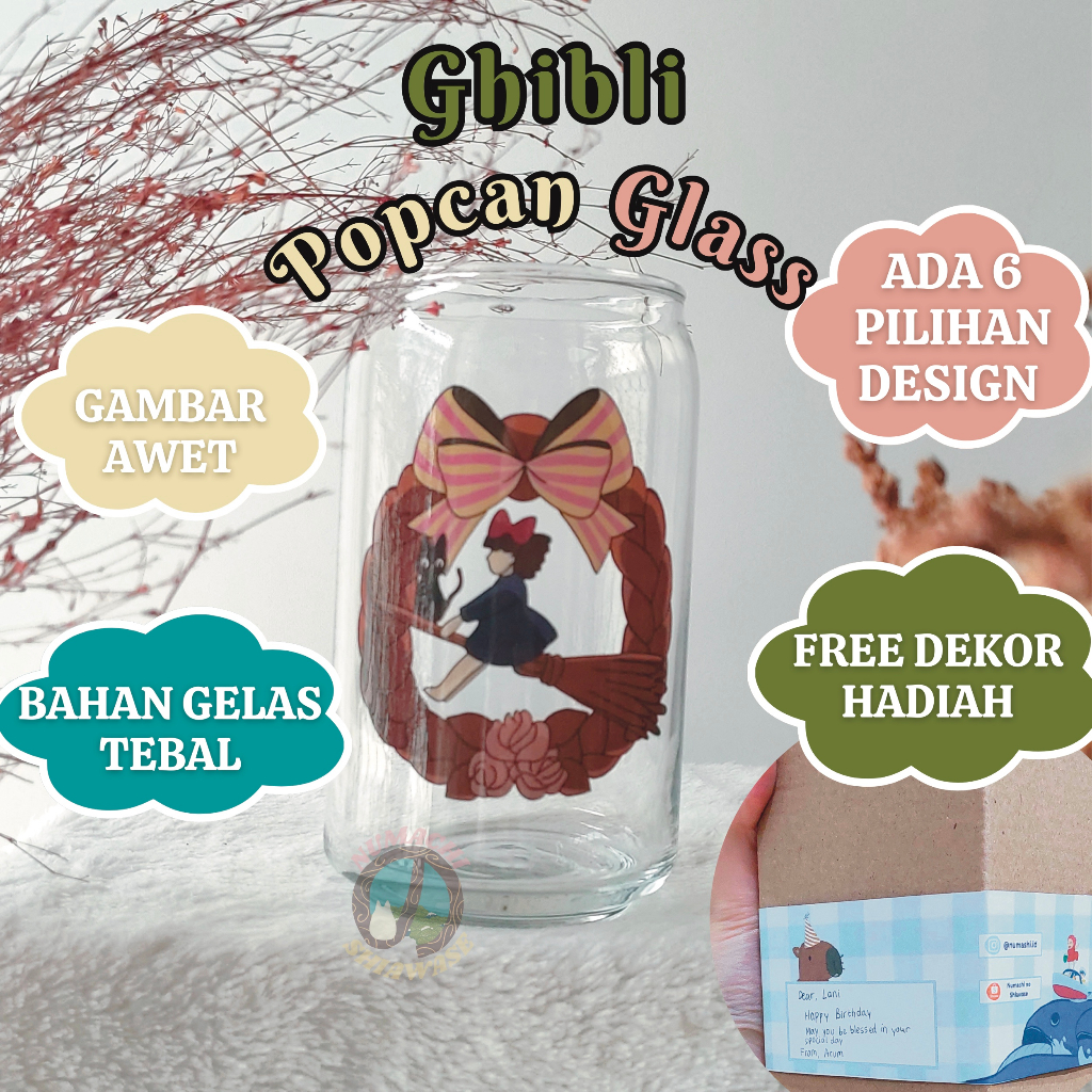 Jual GELAS KACA GHIBLI AESTHETIC INCLUDE DEKOR HADIAH KADO popcan ...