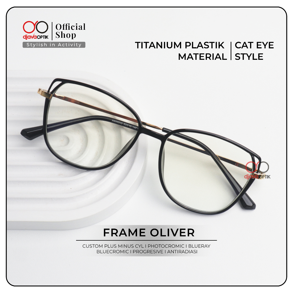 Jual DJAVA OPTIK - Frame Oliver - Kacamata Minus Wanita Photocromic Blueray Bluecromic Anti UV ...