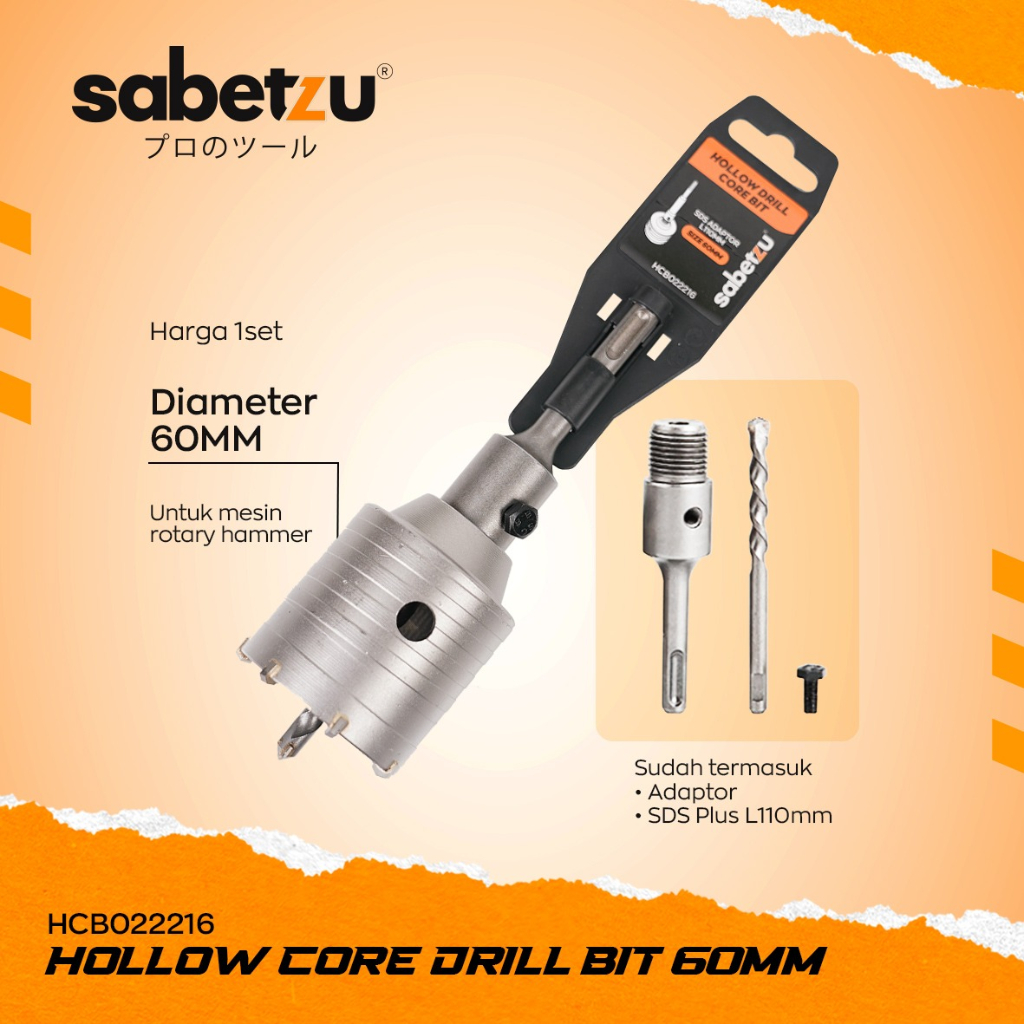 Jual SABETZU Mata Bor Bobok Tembok Core bit Hollow Core Drill Bit 60mm ...