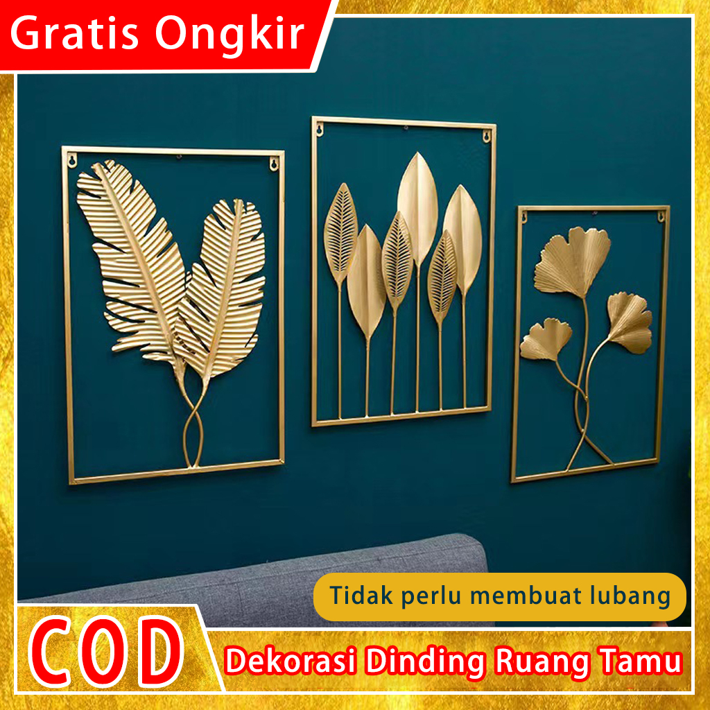 Jual Wall Decor Hiasan Dinding Aesthetic Frame Metal Gold Daun Leaf ...