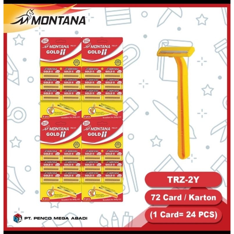 Jual ( 6 pcs ) PISAU CUKUR MONTANA YELLOW 2 RAZOR BLADE / CUKURAN ...