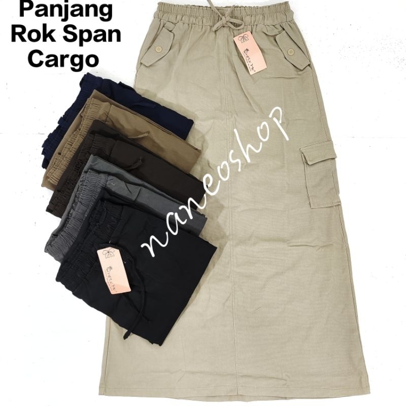 Jual ROk Span Cargo panjang wanita Stretch tebal Simple Me | Shopee ...
