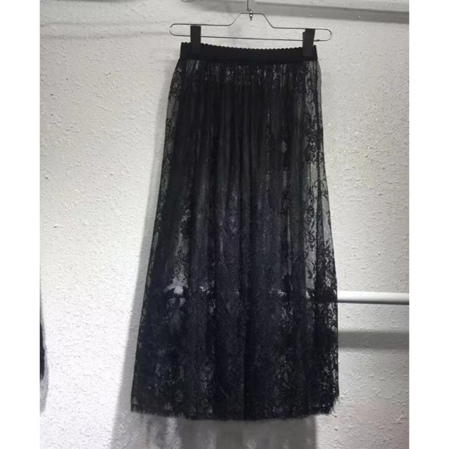 Jual Rok Midi Hitam Tulle Nerawang/Rok Tutu Renda Motif Import/Rok ...