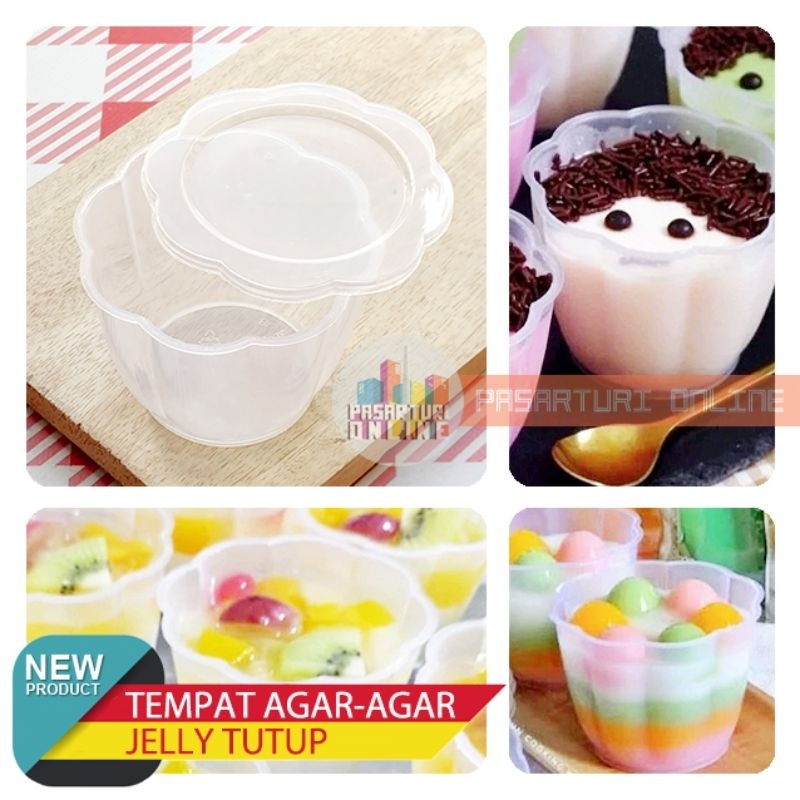 Jual [12 pcs] TEMPAT AGAR-AGAR TUTUP Pelangi / Cup Puding Jelly Pudding ...