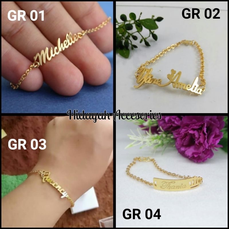 Jual Gelang Titanium Nama Sendiri Murah Anti Karat Motif Terbaru Gelang ...