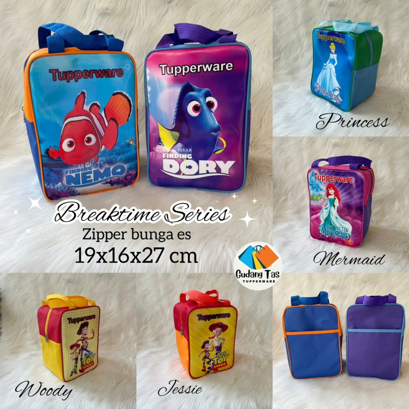 Jual Tupperware Breaktime Series (zipper bunga es)// Tas bekal karakter ...