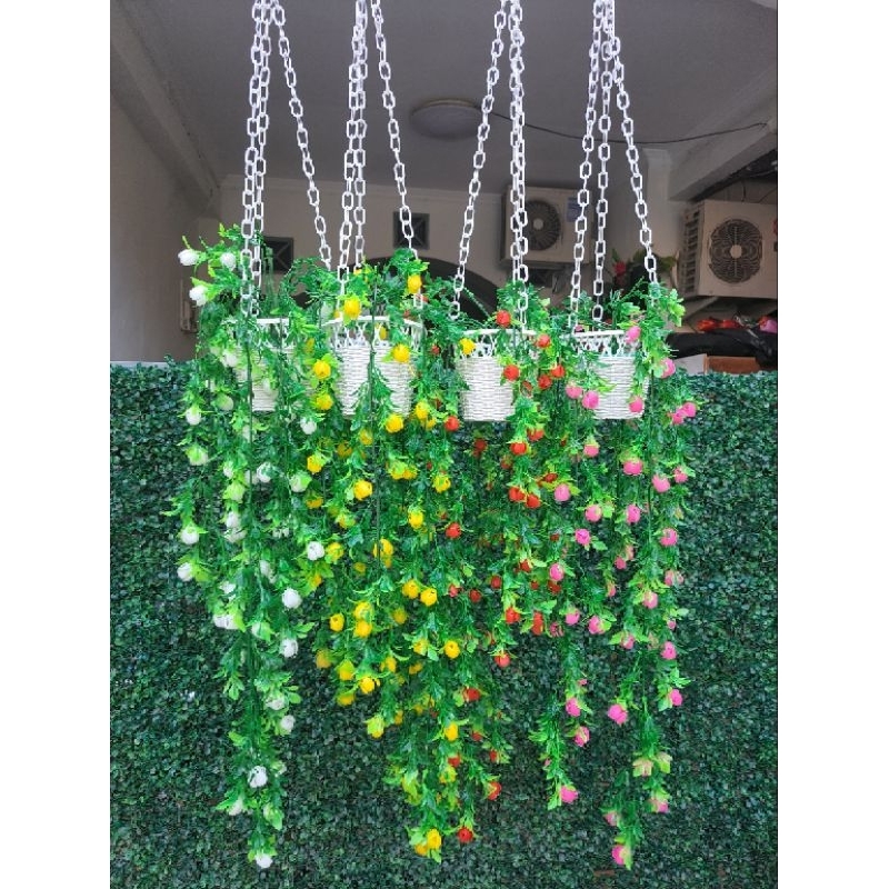 Jual Bunga Priti+Pot Gantung Rantai/Daun Hias /bunga rambat plastik ...