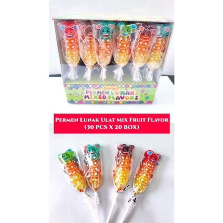 Jual Permen Cemilan Snack Ulat Bulu Rasa Buah Mainan Anak Murah (isi 30 ...