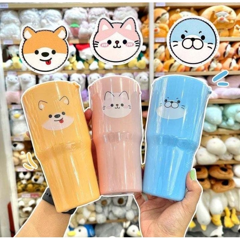 Jual Tumbler MINISO Lucu - Animals Faces Collection Plastic Tumbler ...