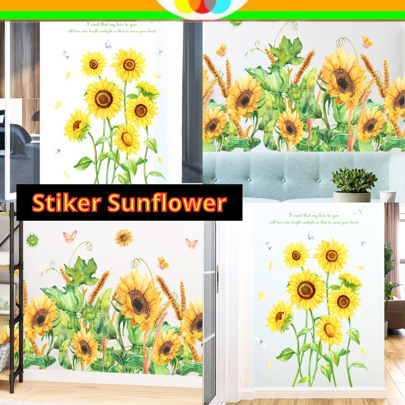 Jual WALLSTICKER WALL STICKER STIKER DINDING TEMBOK MOTIF GAMBAR BUNGA MATAHARI KUNING SUNFLOWER ...