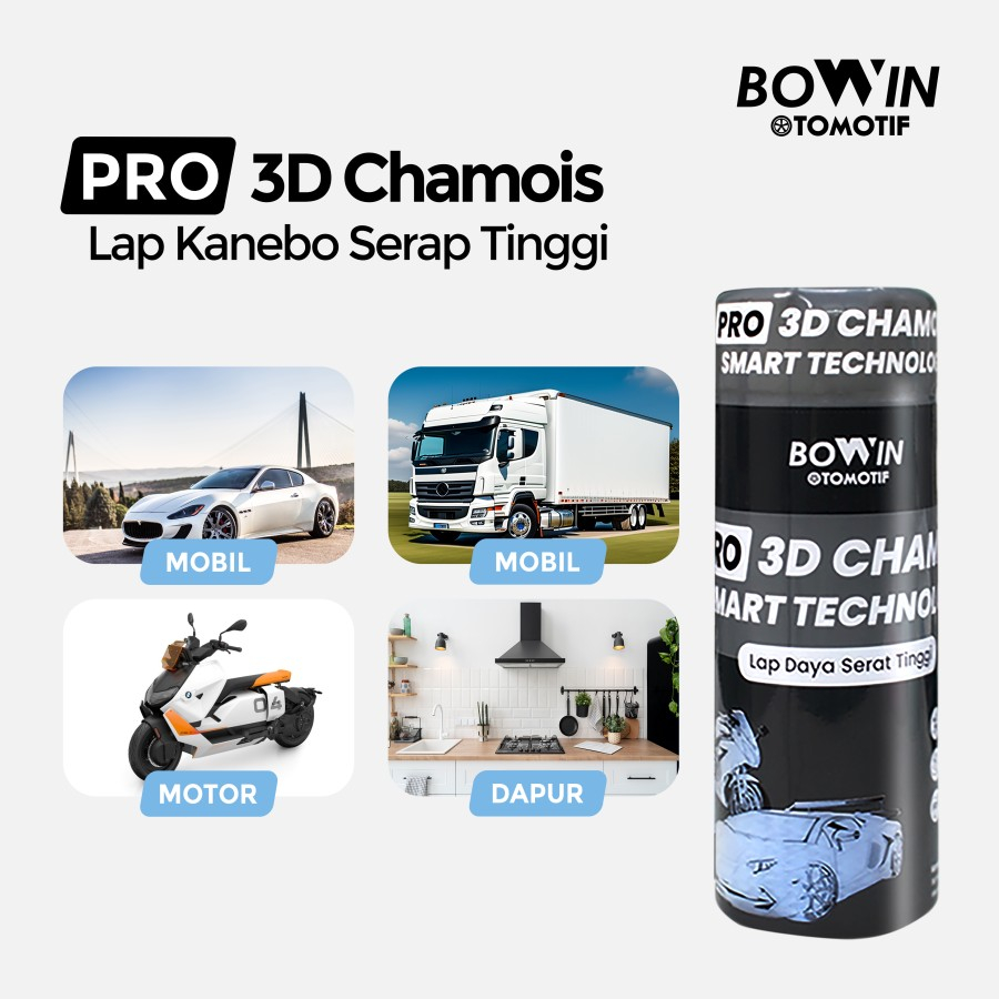 Jual Lap Kanebo Tabung 3D Pro Bowin Original 100% daya serap tinggi ...