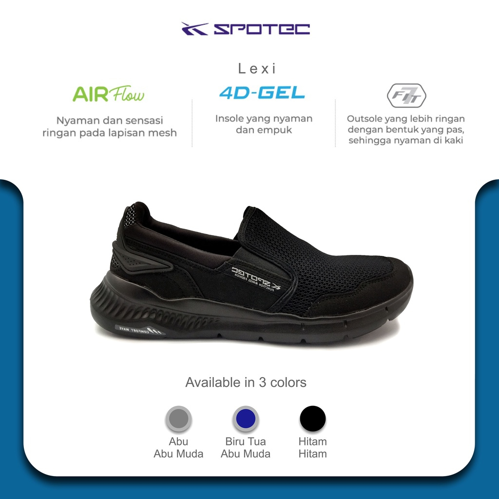 Jual SPOTEC Sepatu Walking LEXI Hitam-hitam | Original Spotec | Shopee ...