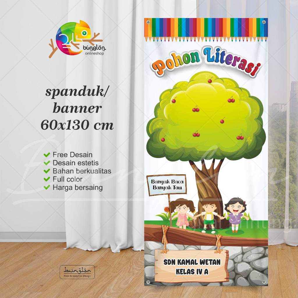 Jual Size 60x130 Cm Spanduk Banner Pohon Literasi, Pohon Cita-cita ...