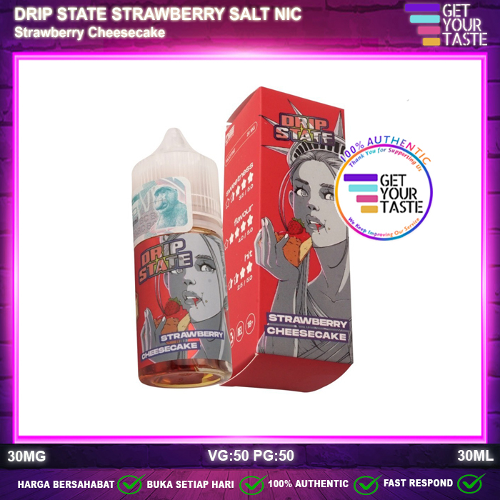 Jual Liquid Drip State Strawberry Cheesecake Salt Nic 30ML Saltnic by ...