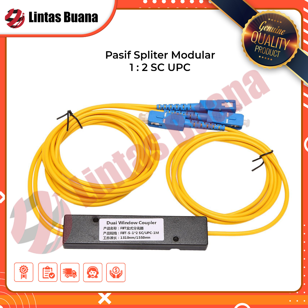 Jual Passive Splitter Modular 1:2 SC UPC Fiber Optic Pasif Splitter 1-2 ...