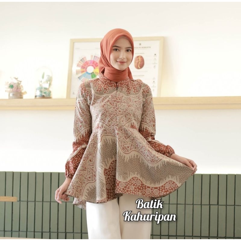 Jual Blouse Batik Wanita Modern Baju Batik Wanita Busui Model Payung ...