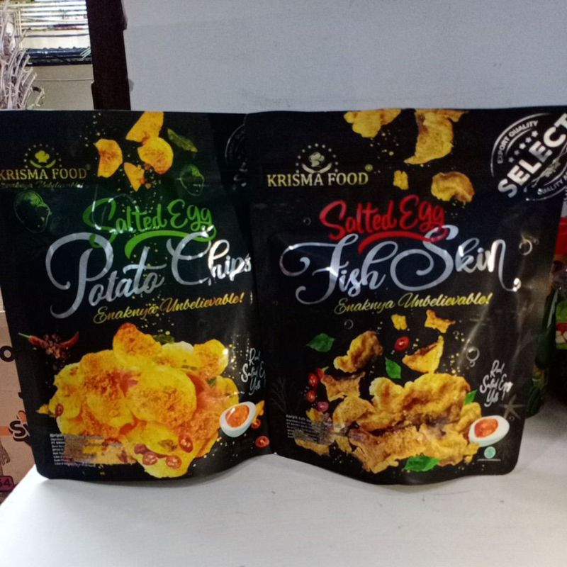 Jual KRISMA FOOD SALTED EGG (100GRAM) FISH SKIN DAN POTATO CHIP ...
