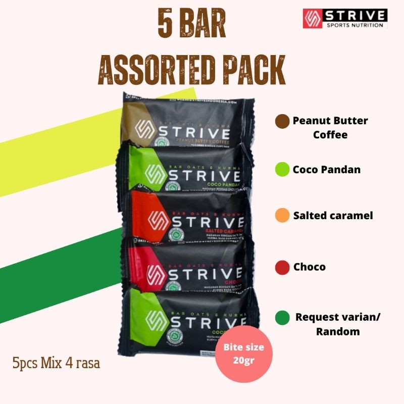 Jual STRIVE energi BITE SIZE bar 1 box mix isi 5pc - Vegan dan Halal ...