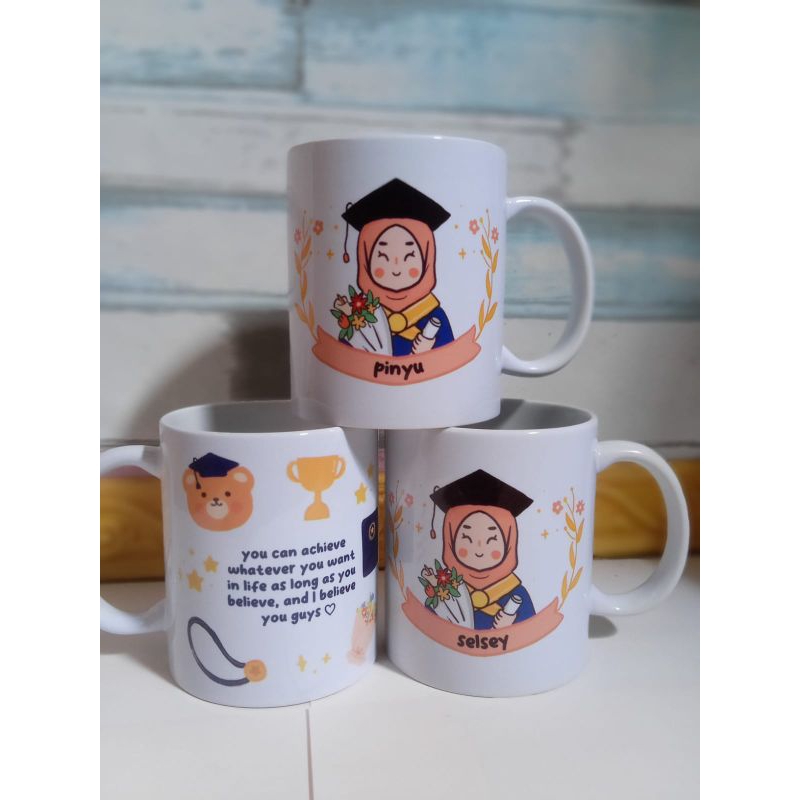 Jual Gelas Mug Lucu Custom Custome Nama dan Foto untuk Gift Kado Wisuda ...