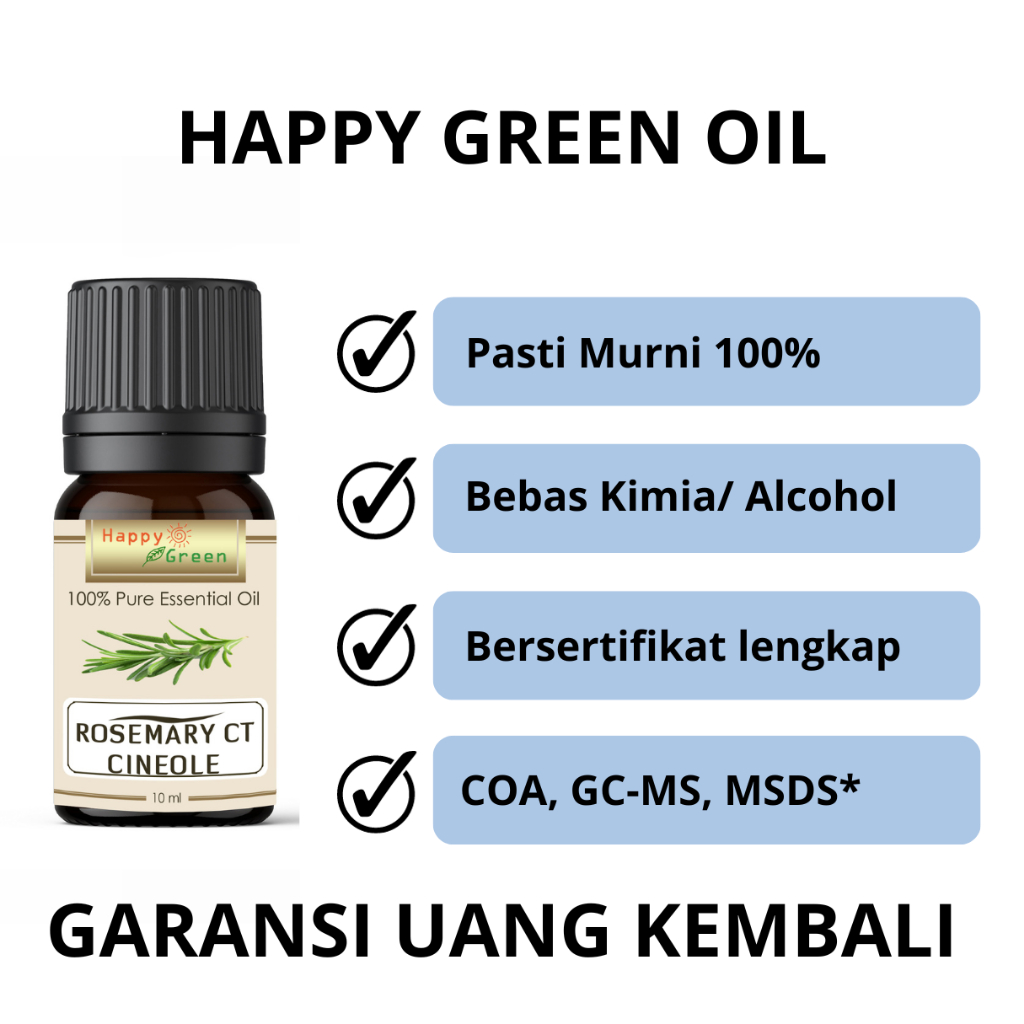 Jual Happy Green Rosemary Ct Cineole Essential Oil - Minyak Rosmarin tipe Cineole Murni | Shopee ...