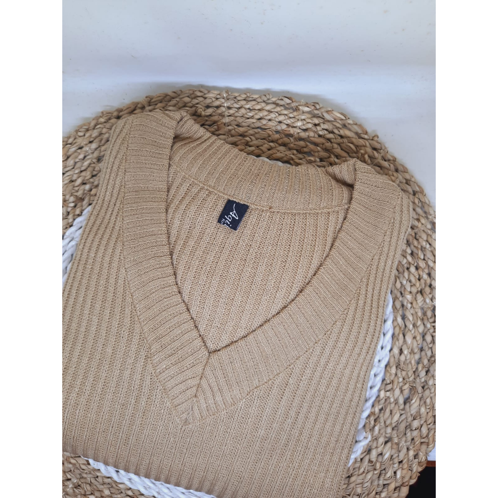 Jual Vest Rajut Salur Kerah V Panjang / Rompi Rajut Premium /Vest Rajut ...
