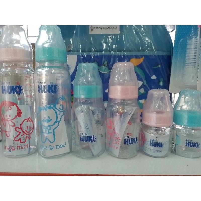 Jual HUKI Botol Susu Standar Round BPA free (Bening) Dot gepeng 240ml ...
