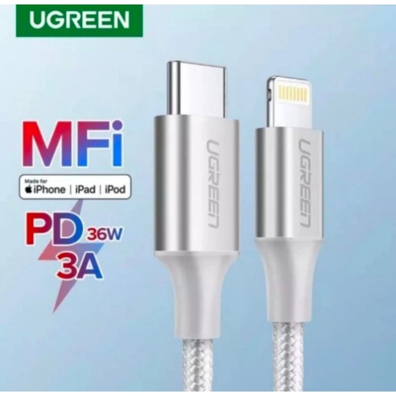 Jual KABEL UGREEN 70525/70523 USB C to Lightning Cable NB (Silver) | Shopee Indonesia