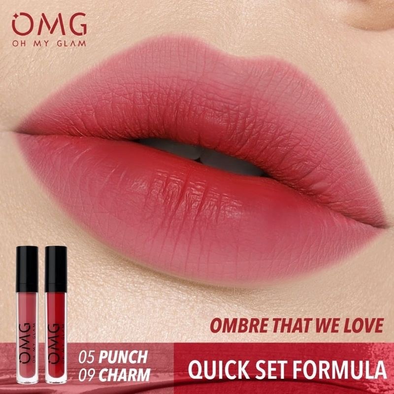 Jual OMG Oh My Glam Matte Kiss Lip Cream 05 Punch + 09 Charm Ombre ...