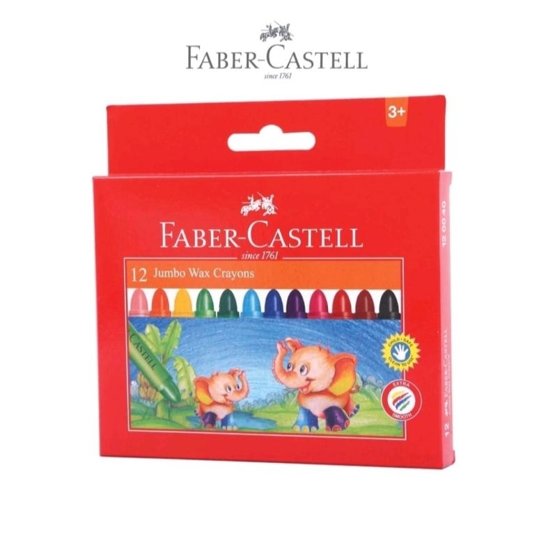 Jual Krayon 12 Warna Faber Castell 120040 JUMBO Wax Crayons | Shopee ...