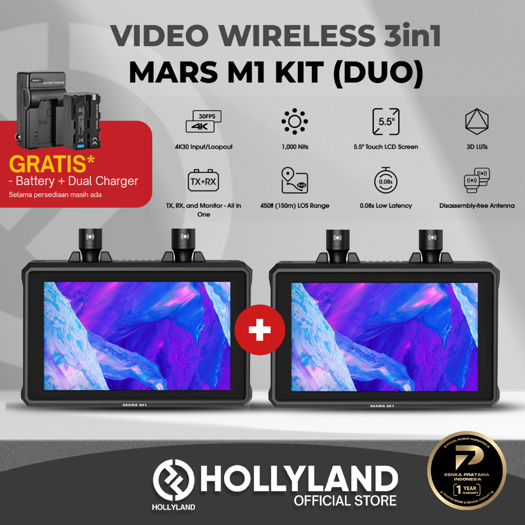Jual Hollyland Mars M1-DUO Display Wireless Video Transceiver ...