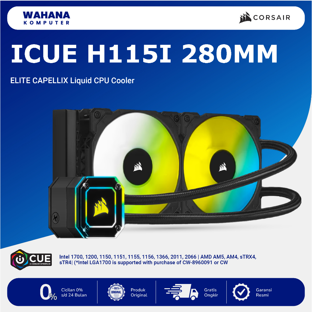 Jual Corsair iCUE H115i ELITE CAPELLIX 280mm RGB - Liquid CPU Cooler ...
