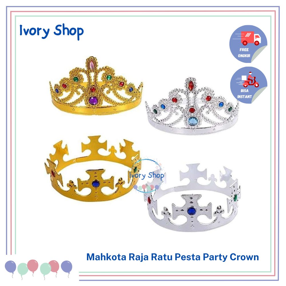 Jual Mahkota Raja Ratu Pesta Party Crown King Queen Prom Night | Shopee ...