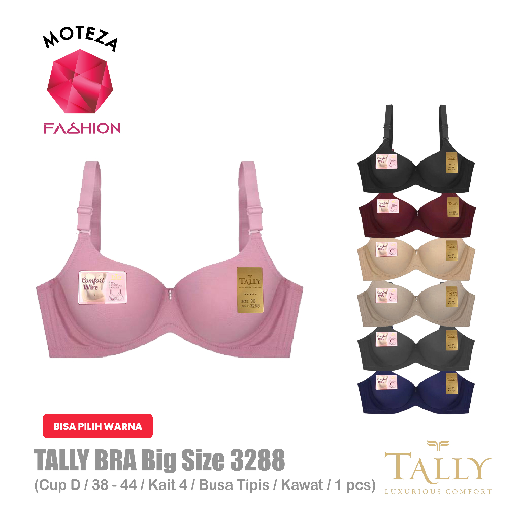 Jual Tally 3288 Bra BH Wanita - Busa Tipis Cup D | Kawat Jumbo | Kait 4 ...