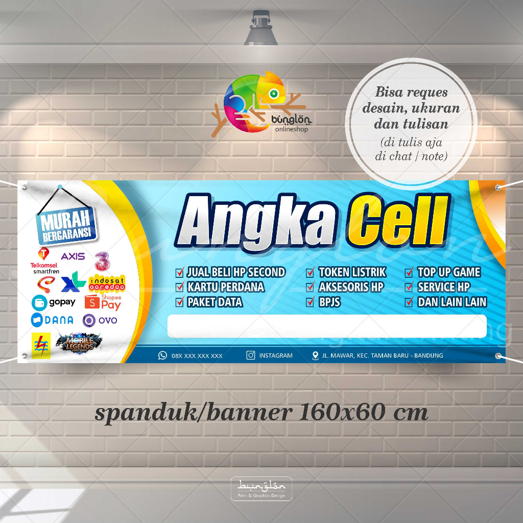 Jual Size 160x60 Cm Spanduk Banner Konter, Spanduk Toko, Spanduk Celluler | Shopee Indonesia