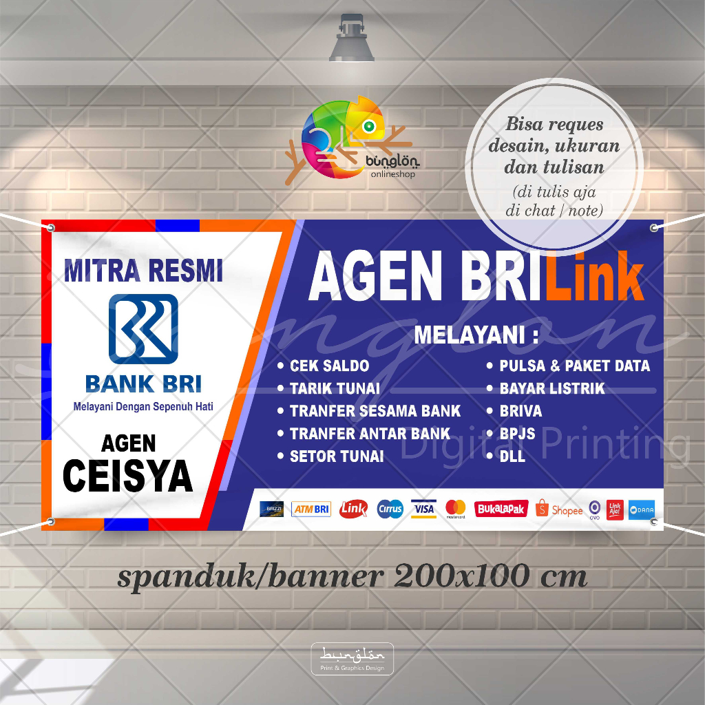 Jual Size 200x100 Cm Spanduk Banner Agen Brilink | Shopee Indonesia