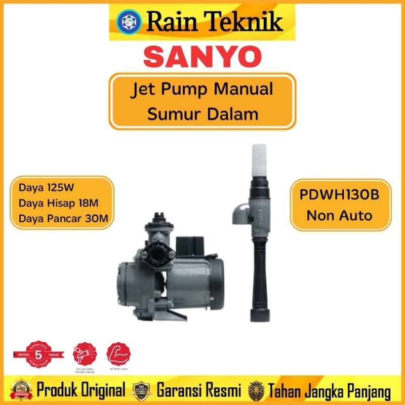 Jual Pompa Air Jet Pump Sanyo PD-WH 130B Manual Sumur Dalam 18 Meter ...