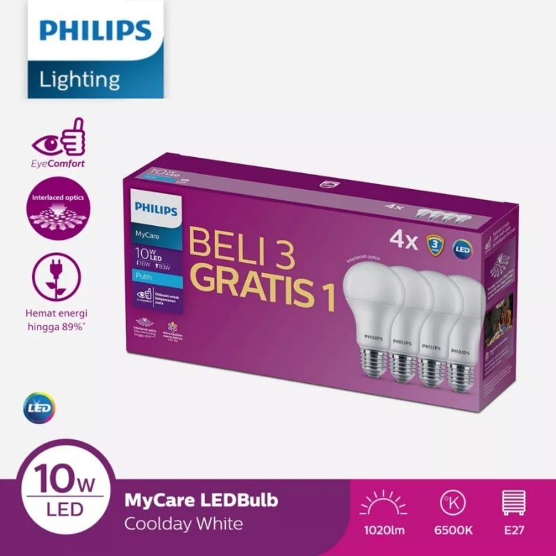 Jual Led MultiPack PHILIPS 10 Watt Beli 3 Gratis 1 MyCare - Lampu Pack 10w Paket Philips Beli 3 ...