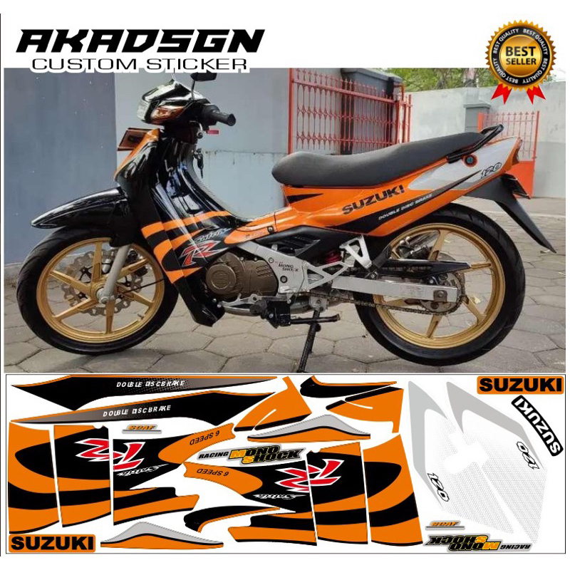 Jual sticker striping Suzuki Satria R 120 2002 oren hitam lumba ...