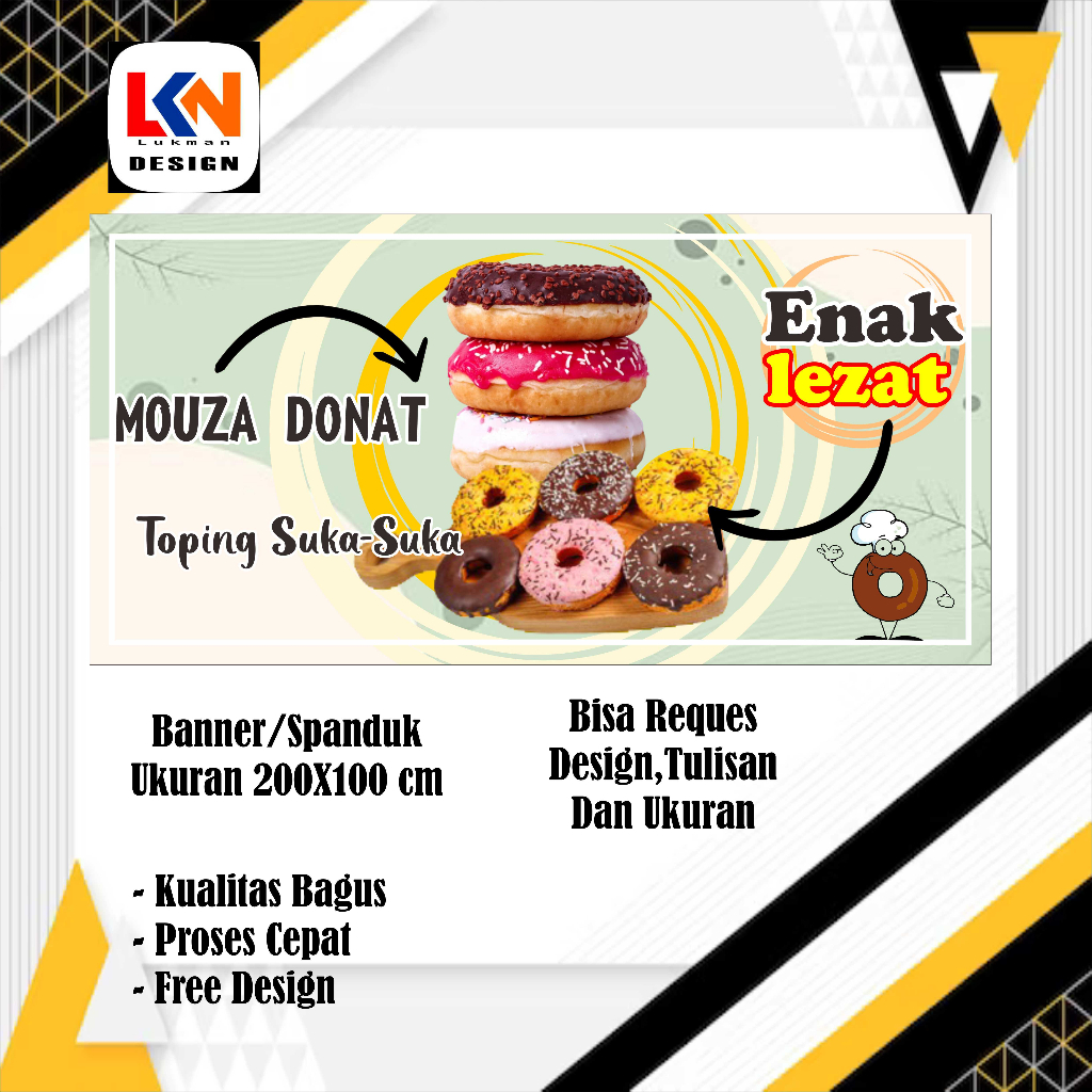 Jual spanduk banner donat glaze A uk, 200x100cm | Shopee Indonesia