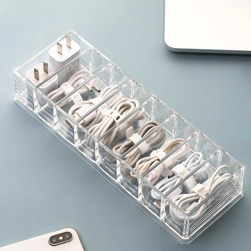 Jual Cable Organizer 8 Slot Transparan Box Tempat Kabel Sekat | Shopee ...