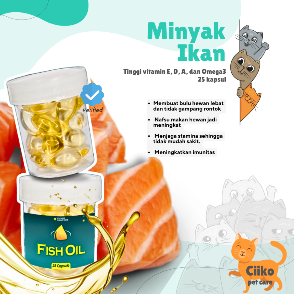 Jual Minyak Ikan untuk Kucing Kelinci Hamster Hewan Fish Oil almon Vit ...