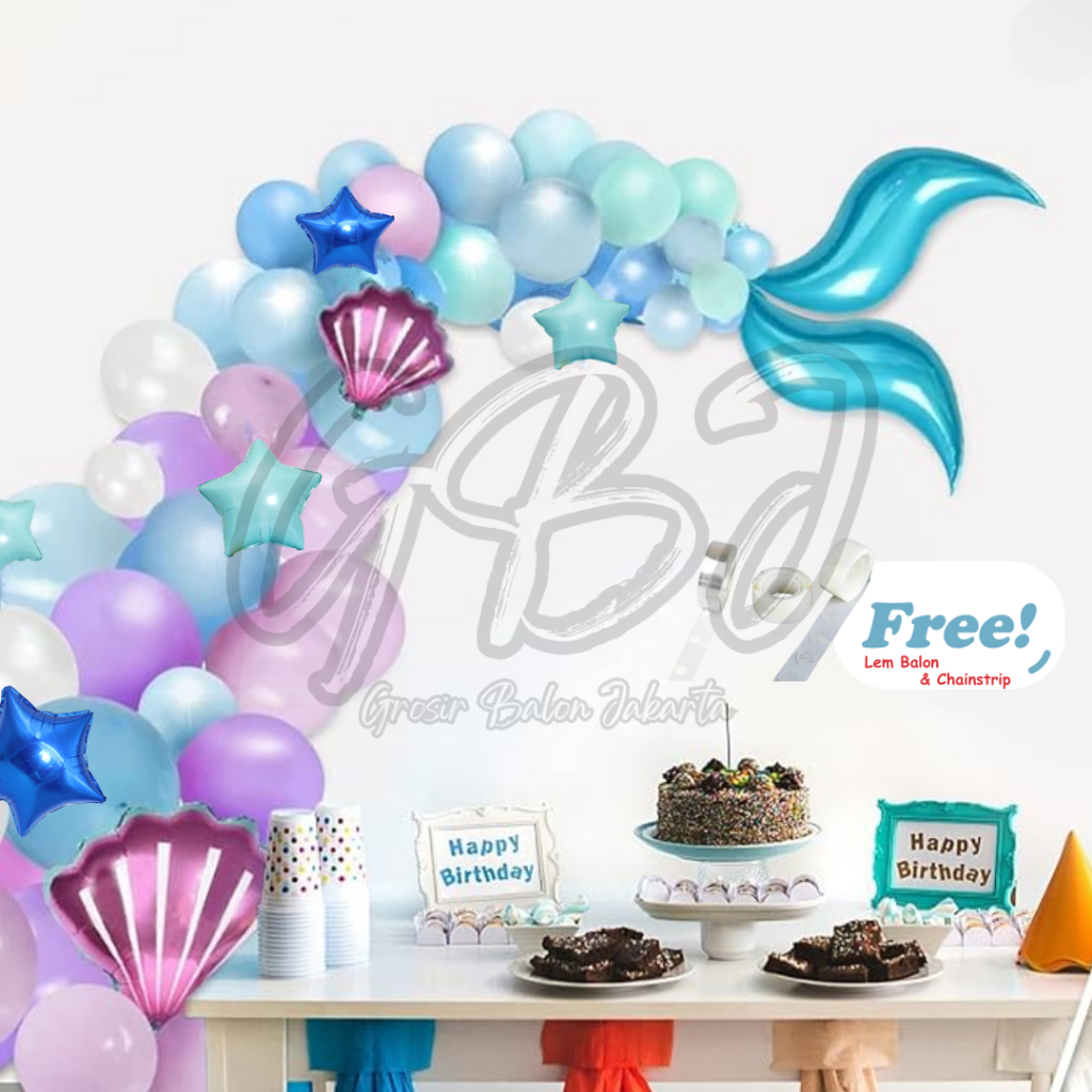 Jual [PAKET PREMIUM] Dekorasi Ekor Mermaid Ulang Tahun / Complete Set ...