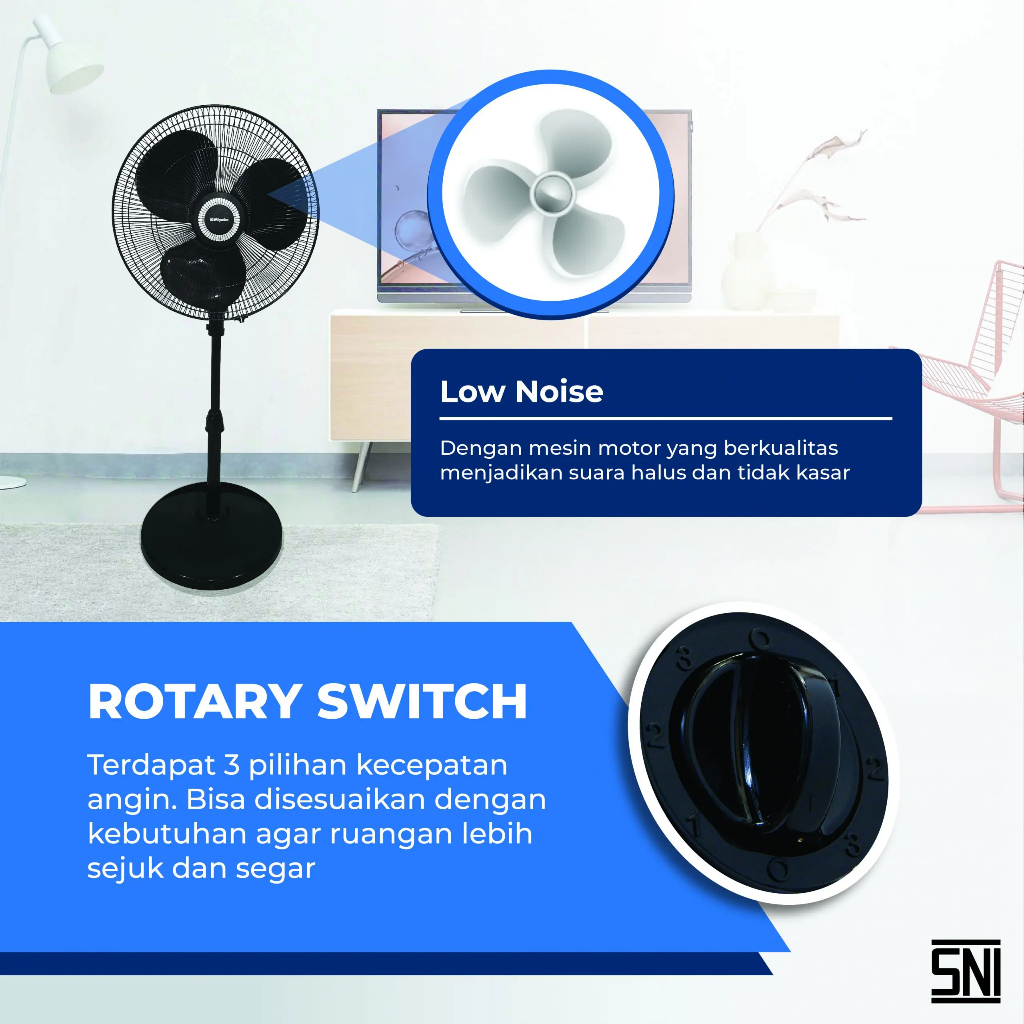 Jual Kipas angin Miyako KAS1607GB Stand Fan 16in Kaki Bulat 50W Design ...