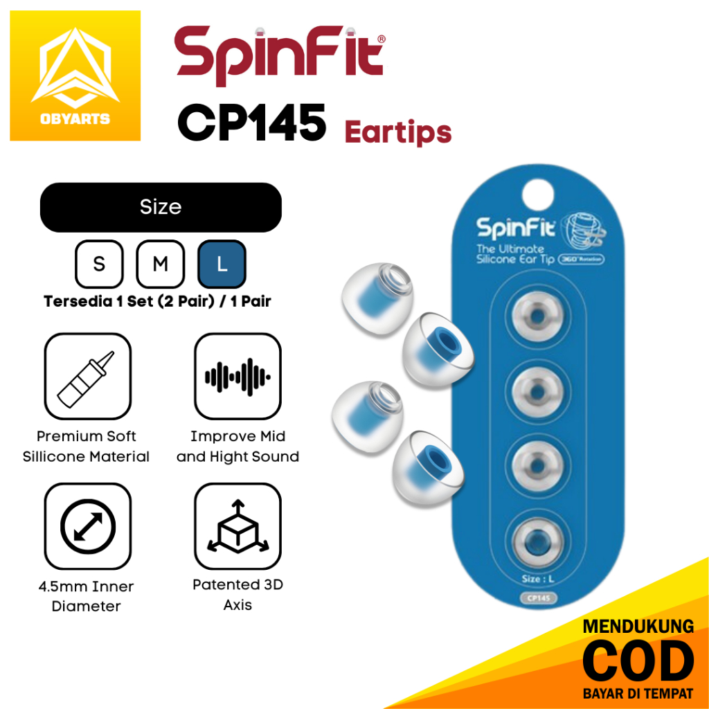 Jual SpinFit CP145 Earphone Eartips Replacement Karet Headset Ukuran S ...