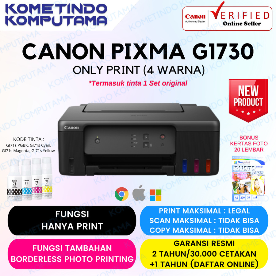 Jual G1730 Printer Canon PIXMA GI-71S G-1730 Only Print - TINTA ...