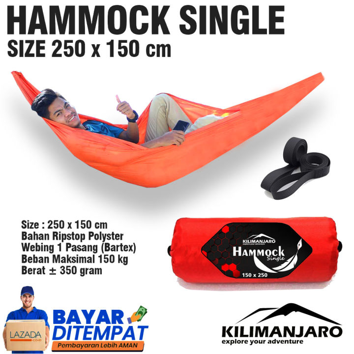 Jual Hammock Single layer 250 x 150 full bartex Hamok Hemok bisa COD ...